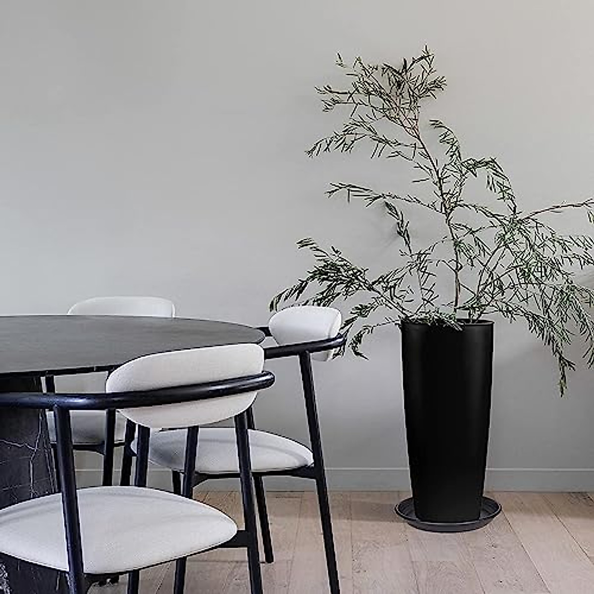 5 Packs Plant Saucer Pot Tray 6 8 10 12 14 16 19 20 Inch Plastic Flower Planter Saucers and Drip Trays for Indoors Outdoors, Thick Heavy Sturdy Durable Plant Plate Water Catcher (14 Inch Black)