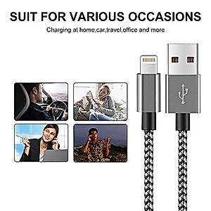 Short iPhone Charger Cable 4Pack,1FT Lightning to USB Braided Data Sync Fast Charger Cord Compatible with iPhone 12 Pro Max/12/11/11 Pro Max X XS Max 8 7 6S Plus Pad 2 3 4 Mini, Pad Pro Air(Black)