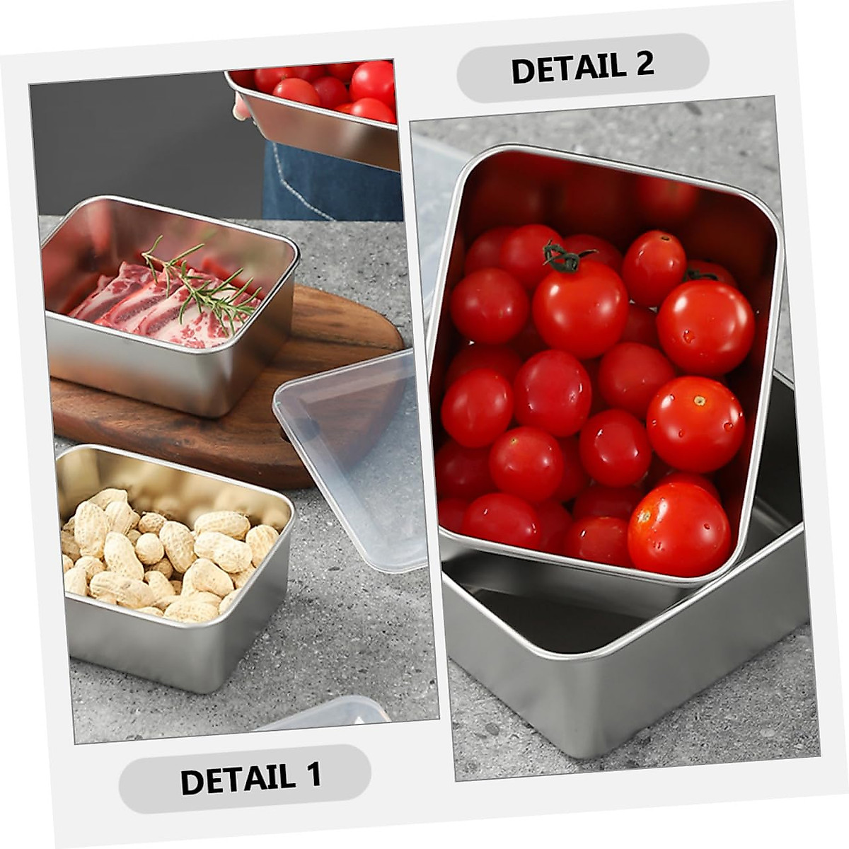 Garneck 4 Pack Airtight Food Storage Containers Stainless Steel Meal Prep Boxes for Refrigerator Easy to Use and Clean for Fridge Organization