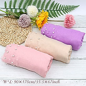 6 PCS Baby Props Photography Wrap Kits, SPOKKI 90X170cm Newborn Long Ripple Wraps with 3Pcs Flower Girl Headband Classic Outfits for Girl Princess Twins Birthday Party