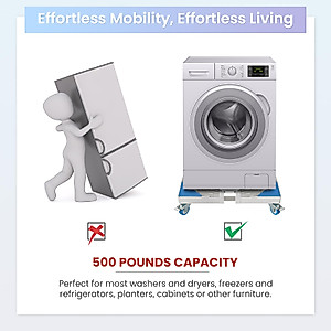 AMGSH Adjustable Mini Fridge Stand | Movable Washing Machine Base Stand Furniture Dolly Roller Base, Small Furniture Mover Mobile Base for Washing Machine, Dryer and Refrigerator (4 Wheels)
