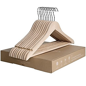 StorageWorks Coat Hanger, Schima Superba Clothes Hanger, Natural Wood Hangers for Shirts, Jackets, Pants, Coats, Suits, Sweaters, 10 Pack