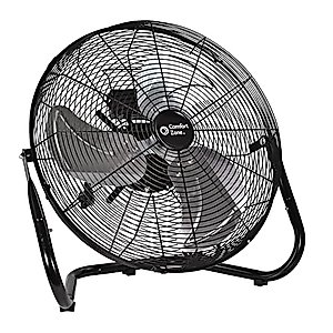 Comfort Zone CZHV18BK 18” 3-Speed High-Velocity Cradle/Floor Fan with 180-Degree Adjustable Tilt, Convenient Carry Handle, and Rubber Feet for Stability, Black