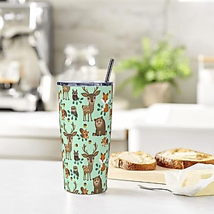 Yaxongx 20oz Tumbler Squirrel Deer Owl Double Wall Vacuum Insulated Coffee Mug with Lid and Metal Straw Brush Reusable Stainless Steel Water Bottle Travel Cup Gifts for Car Ice Drinks Hot Beverage