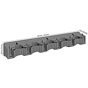 Mabel Home Mop and Broom Holder, 5 Auto Adjust Slots, 6 Hooks, Easy Install Wall Mount, Tools Hanger for Kitchen, Garden, Garage, Laundry Room, Office, Holds up to 20 kg (Grey)