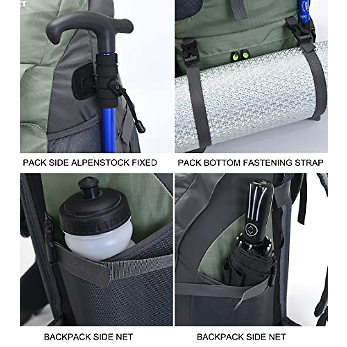 Bseash 50L Water Resistant Hiking Backpack, Lightweight Outdoor Sport Daypack Travel Bag for Camping Climbing Touring (Purple - No Shoe Compartment)