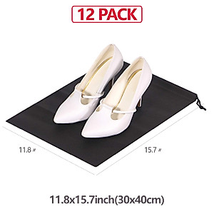 12 Pack Shoe Bags for Travel Non-Woven with Rope for Men and Women Large Shoes Pouch Storage Packing Organizers