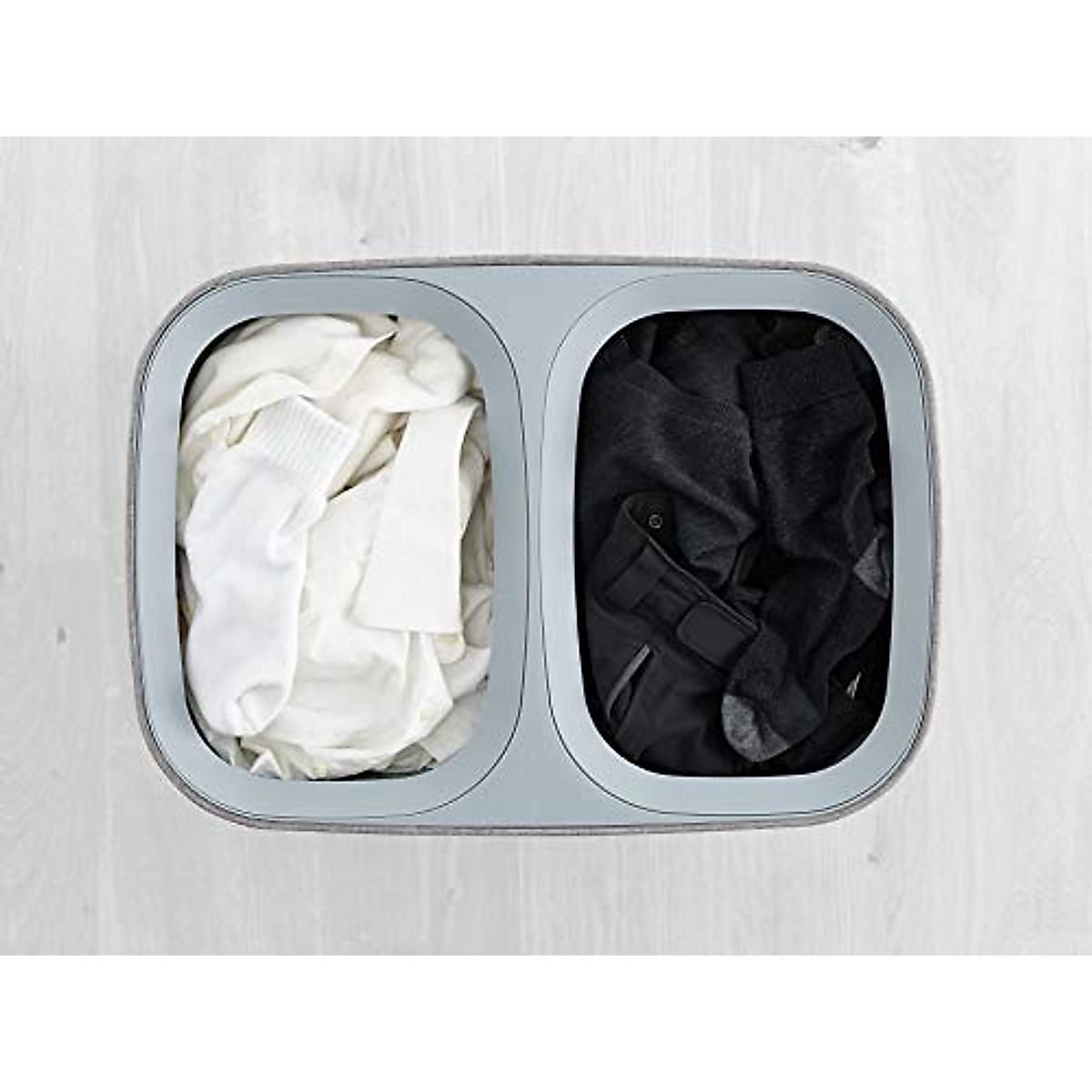 Joseph Joseph Tota 90-liter Laundry Hamper Separation Basket with lid, 2 Removable Washing Bags with Handles - Grey