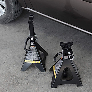 BIG RED AT46002ABR Torin Double Locking Steel Jack Stands, 2 Pack, 6 Ton (12,000 lb), Black