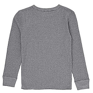 Fruit of the Loom Boys' Premium 2-Pack Thermal Waffle Crew Top, Heather Greystone/Natural, 14-16