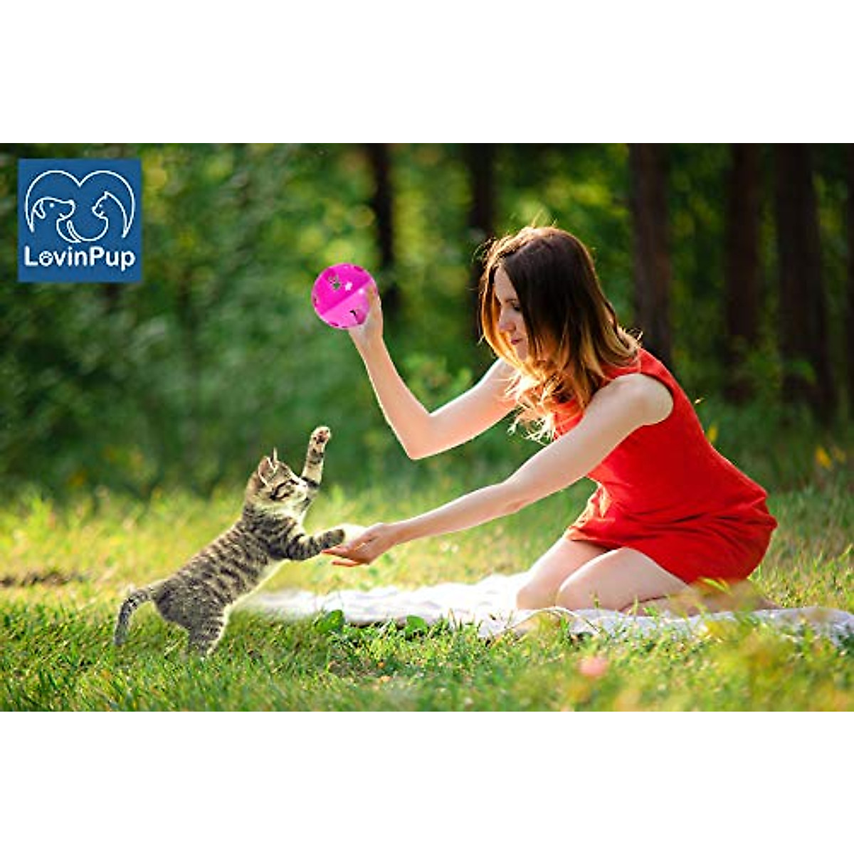 LOVINPUP Cat Ball Toy with Bell Larger Size, Bells Jingle as Balls Roll, Cat Toy for Small or Large Cats, or Other Animals (Pink - 1 Pack)