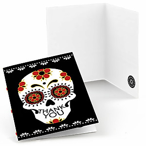Big Dot of Happiness Day of the Dead - Halloween Sugar Skull Party Thank You Cards (8 Count)
