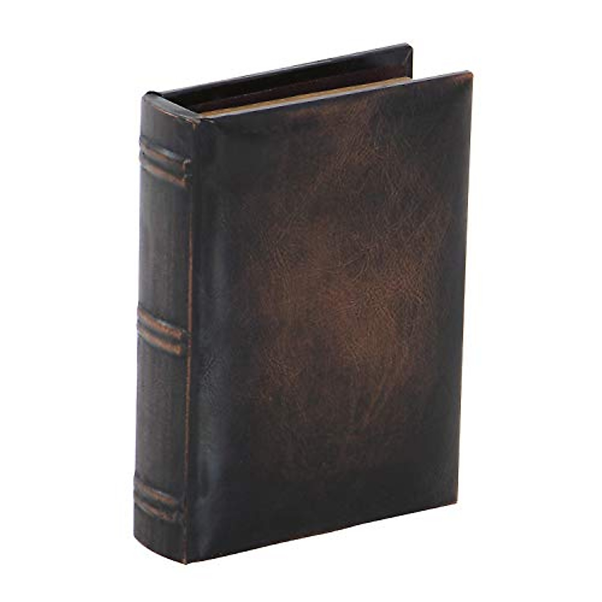 Deco 79 Wood Faux Book Box with Faux Leather Detailing, Set of 3 13", 10", 8"H, Brown
