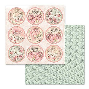 Stamperia Intl Double-Sided Paper Pad-Shabby Rose, 30.5 x 30.5 (12" x 12"), Multicoloured