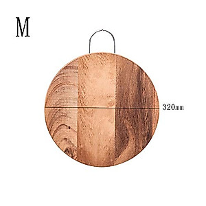 GULRUH Wood Cutting Boards for Kitchen, Kitchen Stuff Cutting Board Wooden Round Fruit Bread Steak Pizza Cutting Board Board Pot Cut Chess Piece Acacia Board Non-Stick and Durable Kitchen Tools (Size