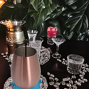 Stainless Steel Wine Glasses, 17oz 500ml Unbreakable Glasses Simple Modern Wine Tumbler Liquor Glasses Wine Mug Metal Wine Glasses Stainless Steel Cups for Home and Outdoor Wine Glasses, Rose Gold