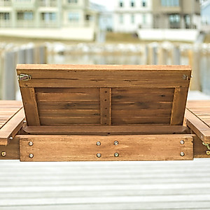 Walker Edison Maui Modern Solid Acacia Wood Slatted Patio Dining Table, 78 Inch, Brown