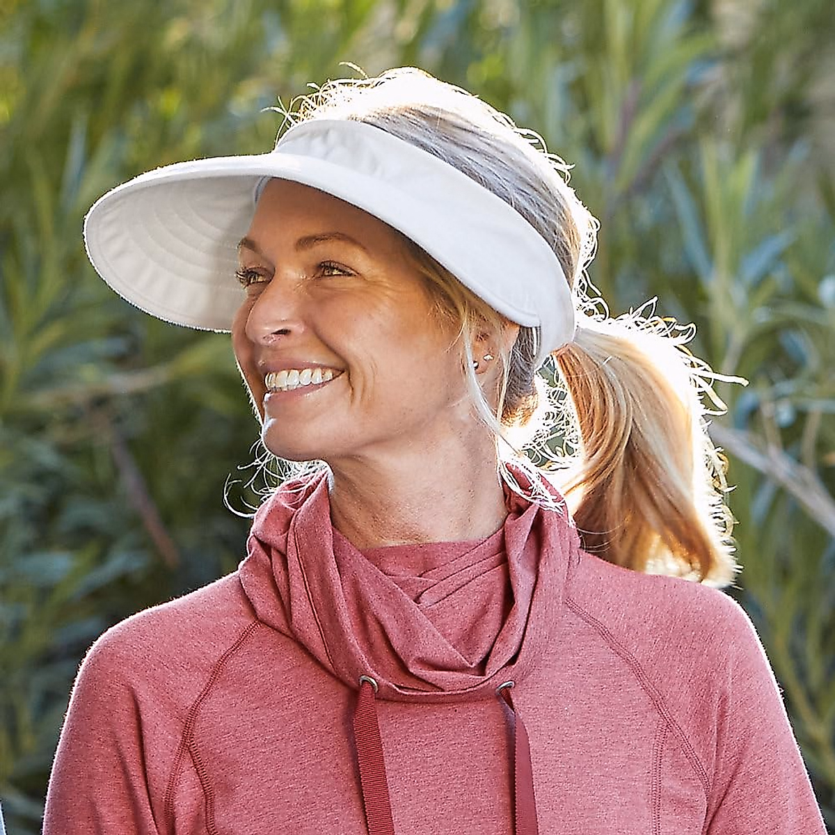 Coolibar UPF 50+ Women's Bel Aire Zip-Off Sun Visor - Sun Protective (One Size- White)