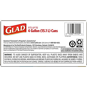 GLAD Small Drawstring Trash Bags, 4 Gallon Green Trash Bags for Small Kitchen or Office Trash Can, Beachside Breeze with Febreze Freshness to Eliminate Odors, 80 Count - Packaging May Vary