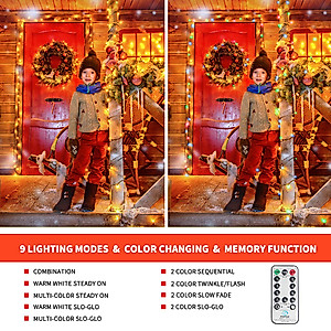 MZD8391 Color Changing Christmas String Lights Outdoor Indoor, 108FT 300 LED Warm White Multicolor Fairy Lights, END to END Connect, Waterproof Christmas Tree Lights Timer Remote