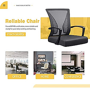 Furniwell Office Chair Home Office Desk Chair Mid Back Mesh Desk Chair Ergonomic Lumbar Support Computer Chair Swivel Rolling Task Chair with Armrest (Black)
