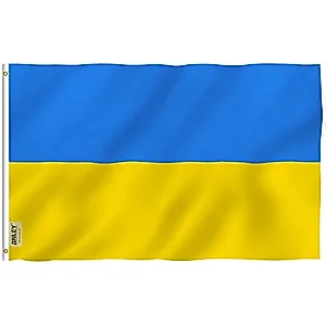 Anley Fly Breeze 3x5 Foot Ukraine Flag - Vivid Color and Fade proof - Canvas Header and Double Stitched - Ukrainian National Flags Polyester with Brass Grommets 3 X 5 Ft