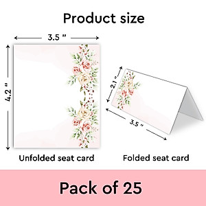 Place Cards with Fall Pumpkin, Scored for Easy Folding Set of 25 Tent Style Table Seating Cards, Party Decoration Blank Name Fill in Card for Thanksgiving Dinner, Reception, Banquet, Buffet Food-33