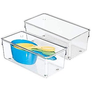 iDesign Utensil Holder and Silverware Organizer for Kitchen Utensils and Countertop Storage, The Linus Collection – Set of 2, 4" x 8" x 3", Clear
