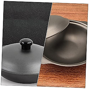 DOITOOL 3 Pcs Casserole Frying Pan with Lid Camp Oven Ceramic Stock Pot Iron Oven Pot Korean Stone Bowl Container with Lid Iron Pot with Lid Pot for Rice with Rice Small Iron Pot Pig Iron