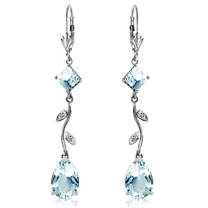 Galaxy Gold GG 14k White Gold Chandelier Earrings with Diamonds and Aquamarines
