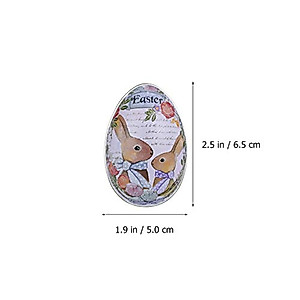 jojofuny 12Pcs Painted Eggshell Style Tin Box Easter Rabbit Tin Box, Egg- shaped Candy Box Jewelry Box Gift Package Box Metal Empty Eggs