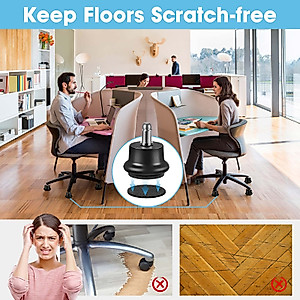 Bell Glides Replacement Office Chair Swivel Caster Wheels to Fixed Stationary Castors,with Separate Self Adhesive Felt Pads for Carpet,Desk Chair Feet Wheel Stopper, Black 5 Pcs