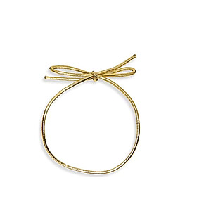 WGH Metallic Stretch Loops with Pre-Tied Bows, Elastic Cord Ribbon, Gift Box Bows, Elastic Ribbon String for Gifts, Box, Craft, Bags - Pack 50 Units (10", Gold)