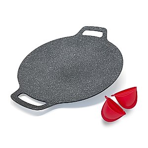 Saltlas Korean style BBQ Grill Pan for Stove Top, Camping Stove and IH Stove, 13"- Round Griddle with 6 Layers, Non-stick Coating frying Pan