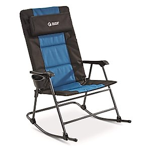 Guide Gear Oversized Rocking Camp Chair, Portable, Outdoor, Folding, 500 Pound Capacity Blue/Black