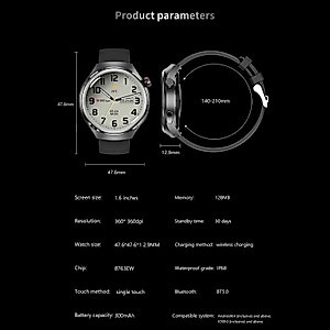 Dico Das Smart Watches with Bluetooth Call(Answer/Dial Calls), Sleep Monitor for iPhone/Android Phone,IP68 Waterproof(Black Circle)