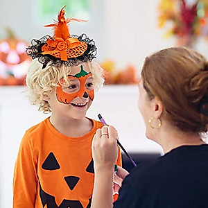 URATOT 6 Styles Assorted Halloween Headbands Witch Spider Web Headbands Bat Skull Headwear for Halloween Party Cosplay Accessories