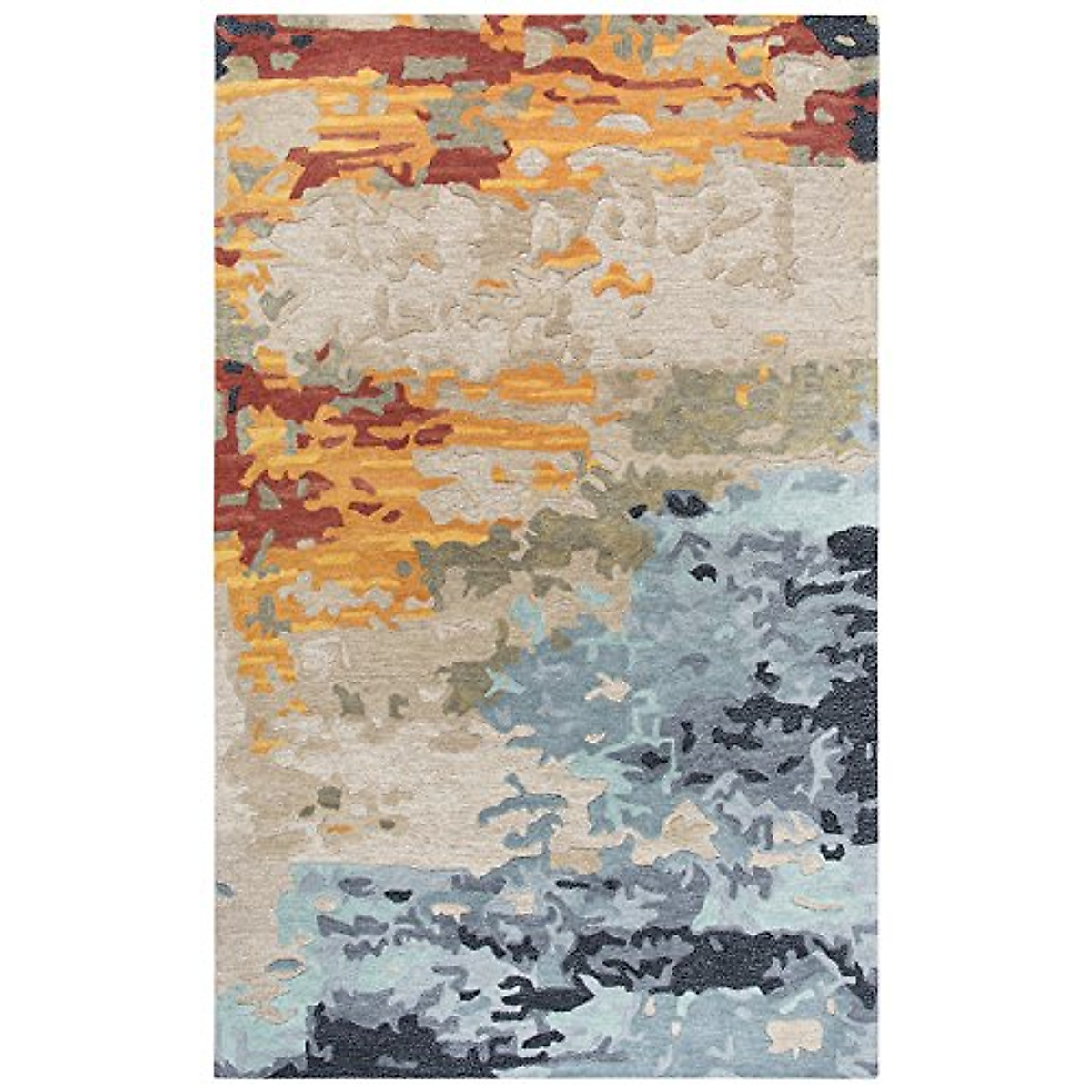 Rizzy Home | MO999A | Mod Collection | Wool / Viscose Area Rug | 8' x 10' | Tan/Gray/Black/Orange/Red/Gold/Aqua Abstract