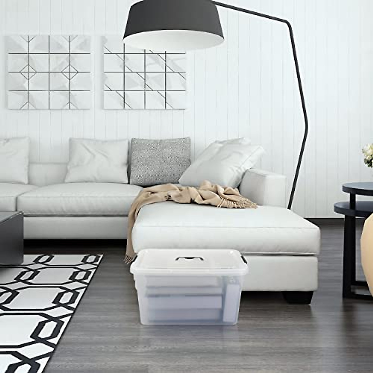 Tyminin 4-Pack 17.5 Quart Plastic Latch Storage Box, Storage Bin with Lids, Clear