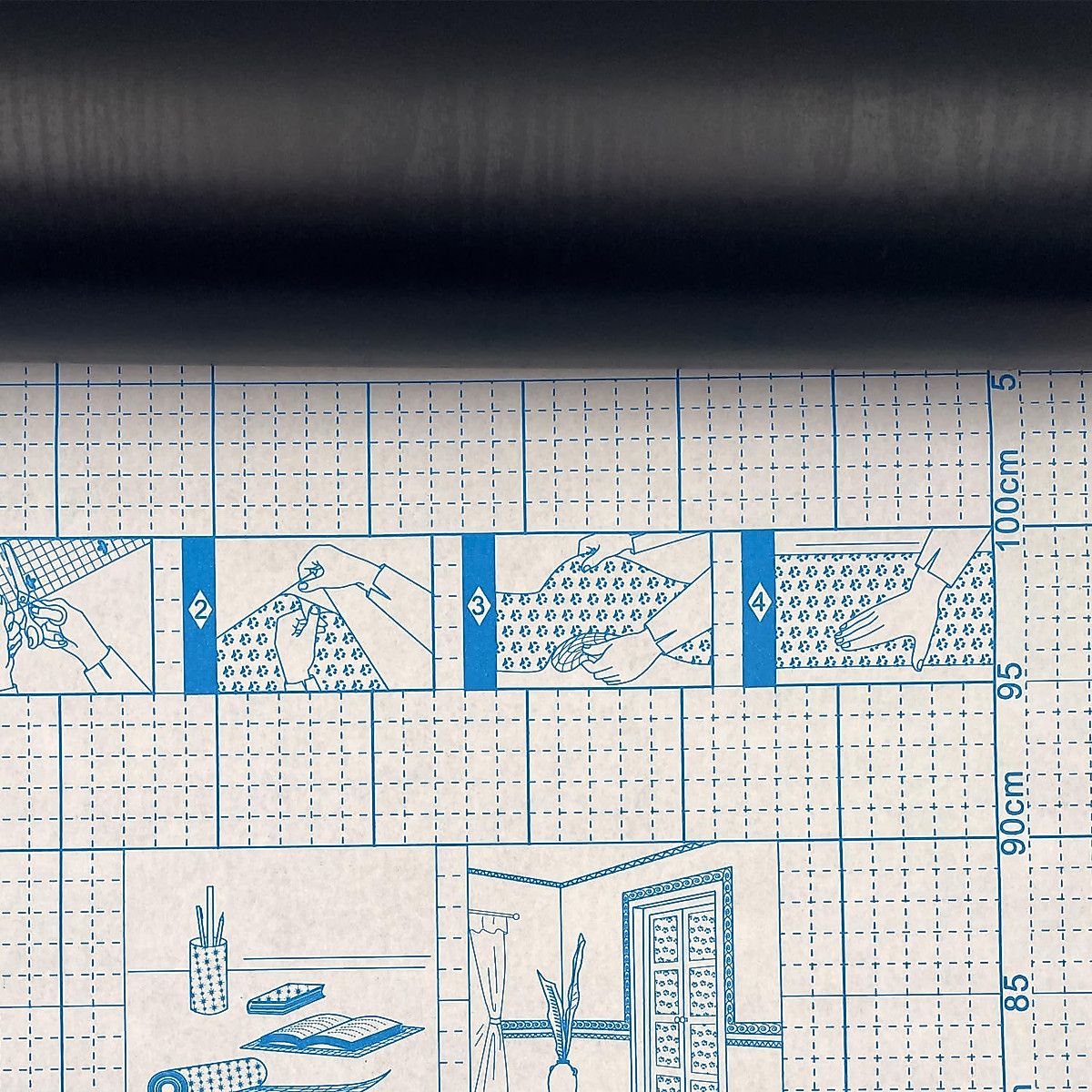 LovingWay 14.7 feet Wallpaper Roll Solid Color Shelf Liner 17.7x177 Inch Black Wood Grain Countertop Protective Paper Refresh Console Table Drawer Chest