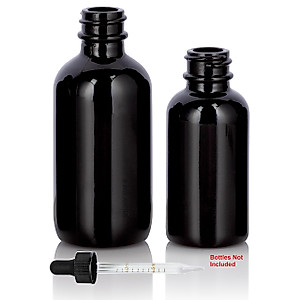 JUVITUS 2 oz Straight Tip Glass Graduated Droppers with 0.5 and 1 mL markings, 20-400 Neck Size for Boston Round Bottles (12 Pack)