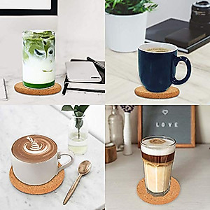 Cork Round Edge Coasters -12 Packs Extra Thick Wooden Drink Coaster, 4 inch Diameter and 2/5 inch Thick Plain Absorbent and Reusable Saucers for Hot&Cold Drink