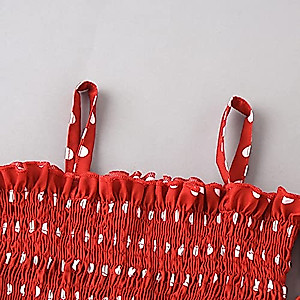 2Pcs Toddler Baby Girls Cold-Shoulder Polka Dot Print Pullover Crop Tops Ruffled Pleated Mini Skirt Outfit Set (Wine Red, 4-5 Years)