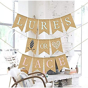 Baby Shower Banner Lures OR LACE Banner Burlap Banner for Baby Shower Party Garland Photo Booth Props Decoration Favor