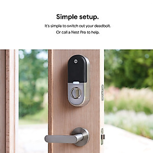 Google Nest x Yale Lock - Tamper-Proof Smart Lock for Keyless Entry - Keypad Deadbolt Lock for Front Door - Works with Nest Secure Alarm System - Satin Nickel