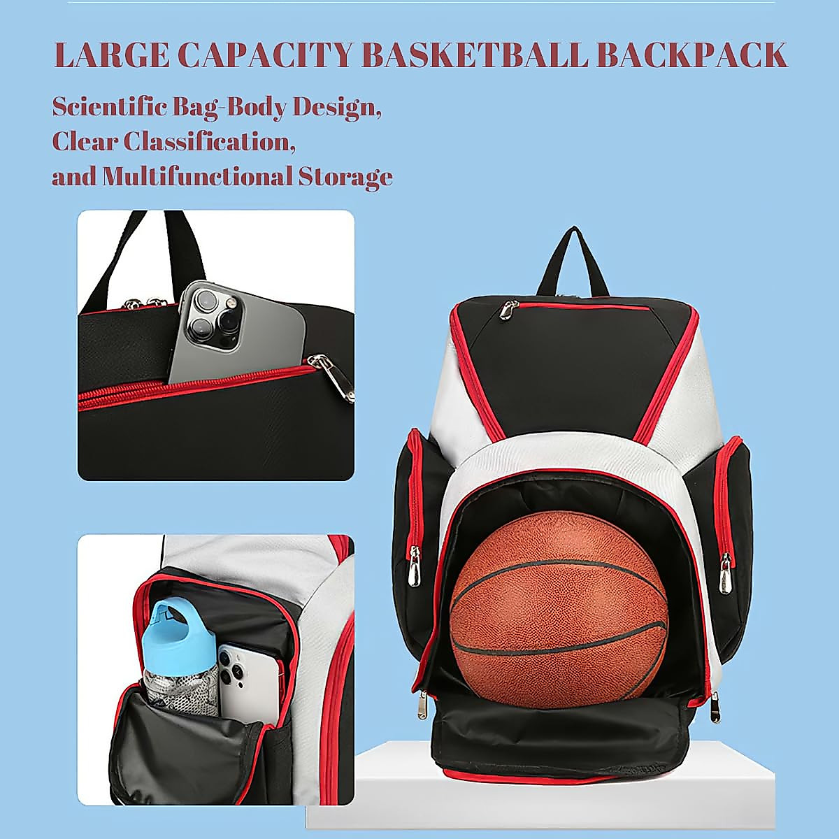 COTVERSE Basketball Bag for Boys, Custom Basketball Backpack Soccer Bag for School Boys, Personalized Name Number Bags