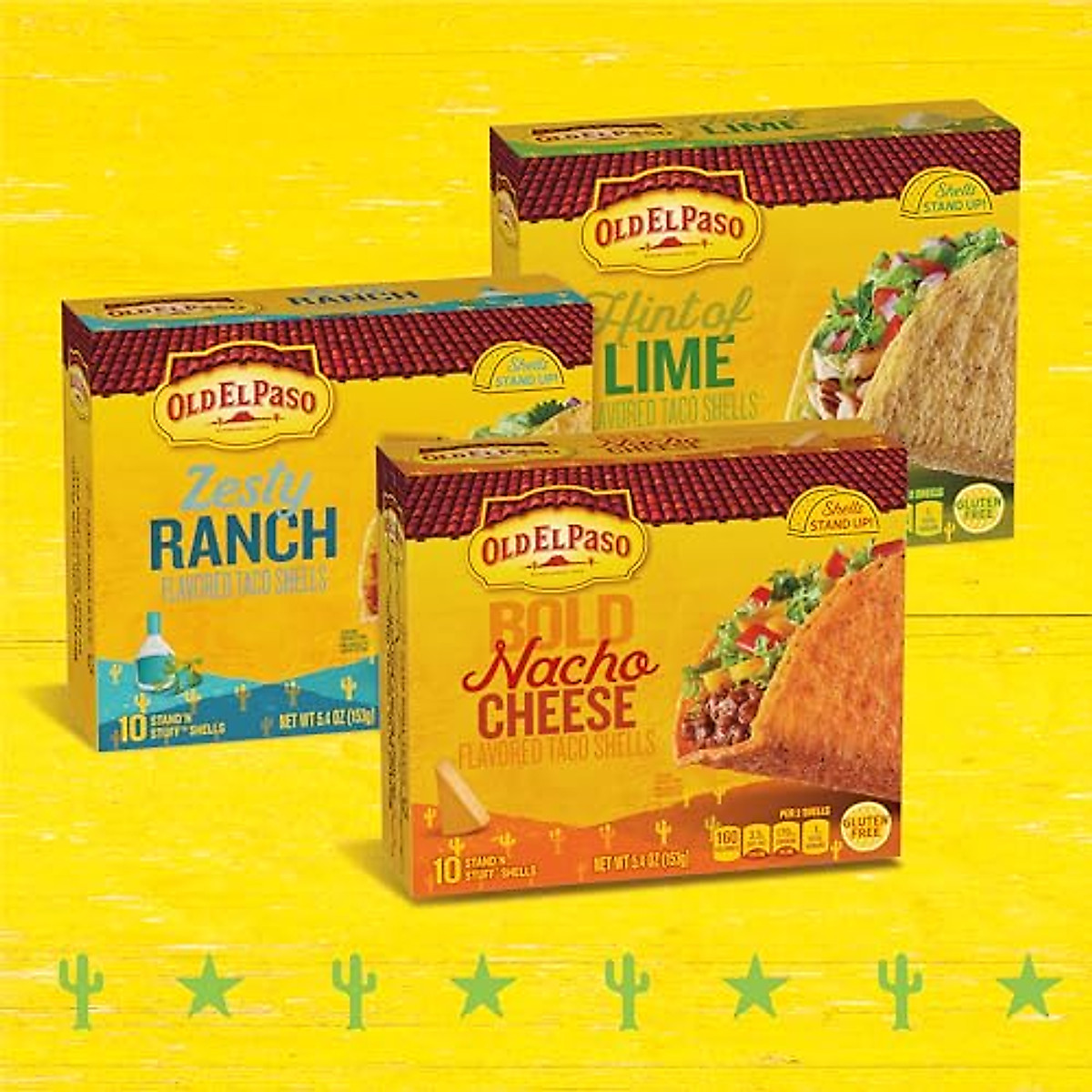 Old El Paso Stand ‘N Stuff Taco Shells, Zesty Ranch Flavored, Gluten Free Crunchy Corn Taco Shells, 10 Count, 5.4 oz (Pack of 6)