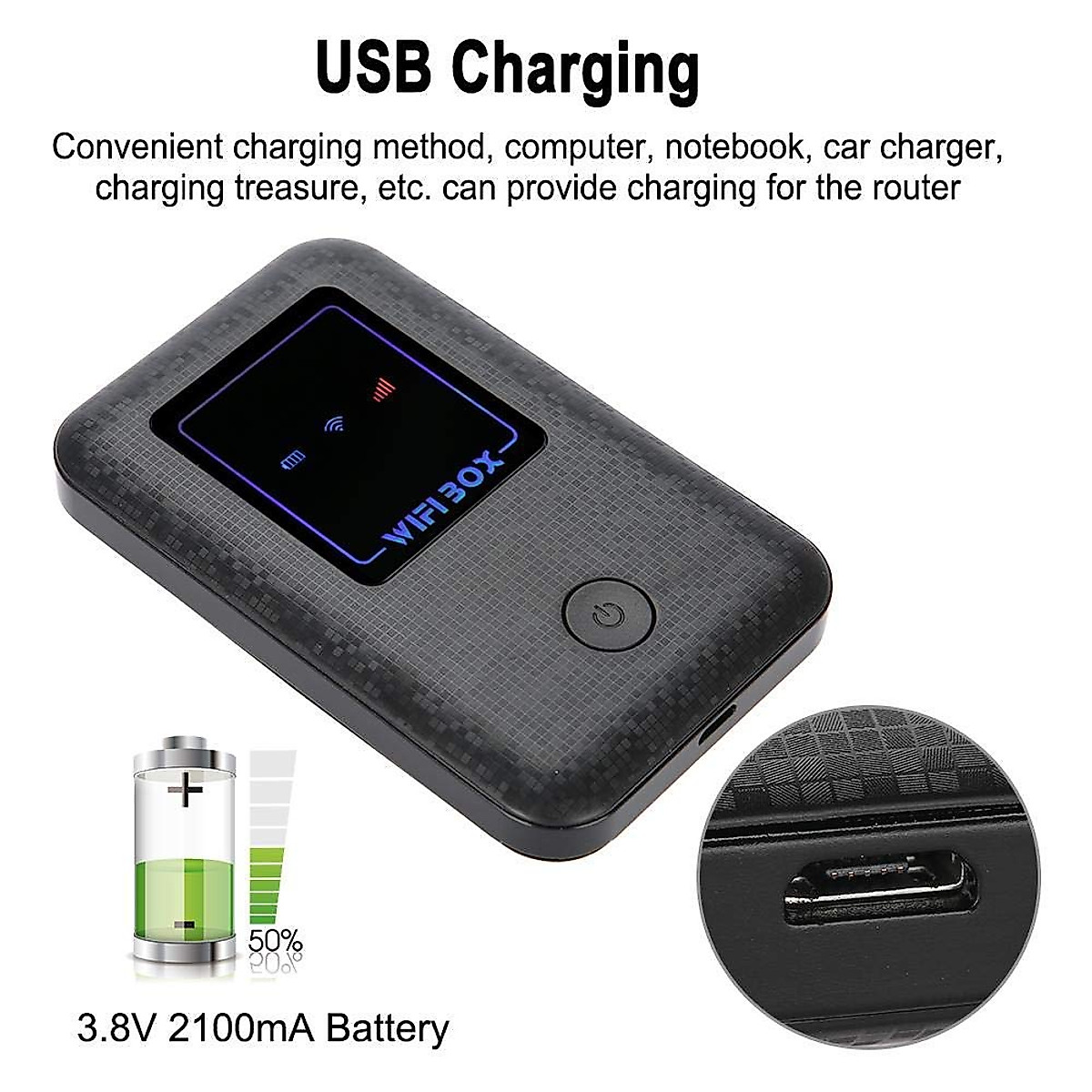4G LTE Mobile Hotspot Device, Box-high Speed-2100Mah-can Connect up to 10 Users-USB Charging Portable 4G Router,Suitable for Mobile Phones,Laptops,etc.(T1)