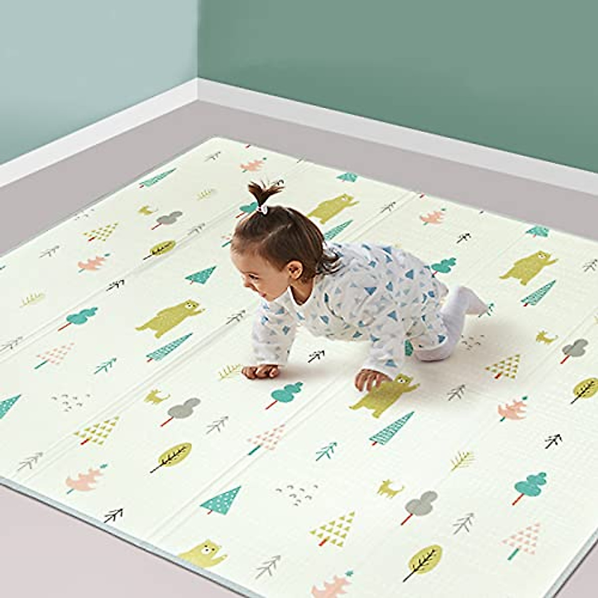 UANLAUO Foldable Baby Play Mat, Extra Large Waterproof Activity Playmats for Babies,Toddlers, Infants, Play & Tummy Time, Foam Baby Mat for Floor with Travel Bag