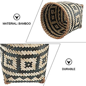 Cabilock Woven Trash Can Natural Wastebasket Garbage Bin Small Seagrass Rubbish Container Wicker Storage Basket Laundry Hamper Planter Pot for Kitchen Office